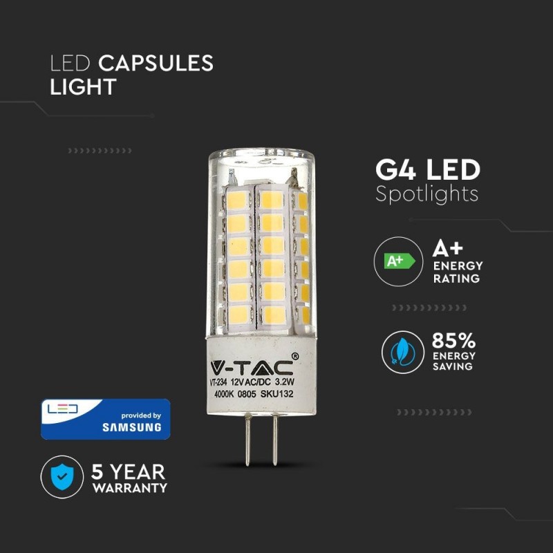 VTAC LAMPADINA LED 3,2W G4 6400K SAMSUNG - SKU:133