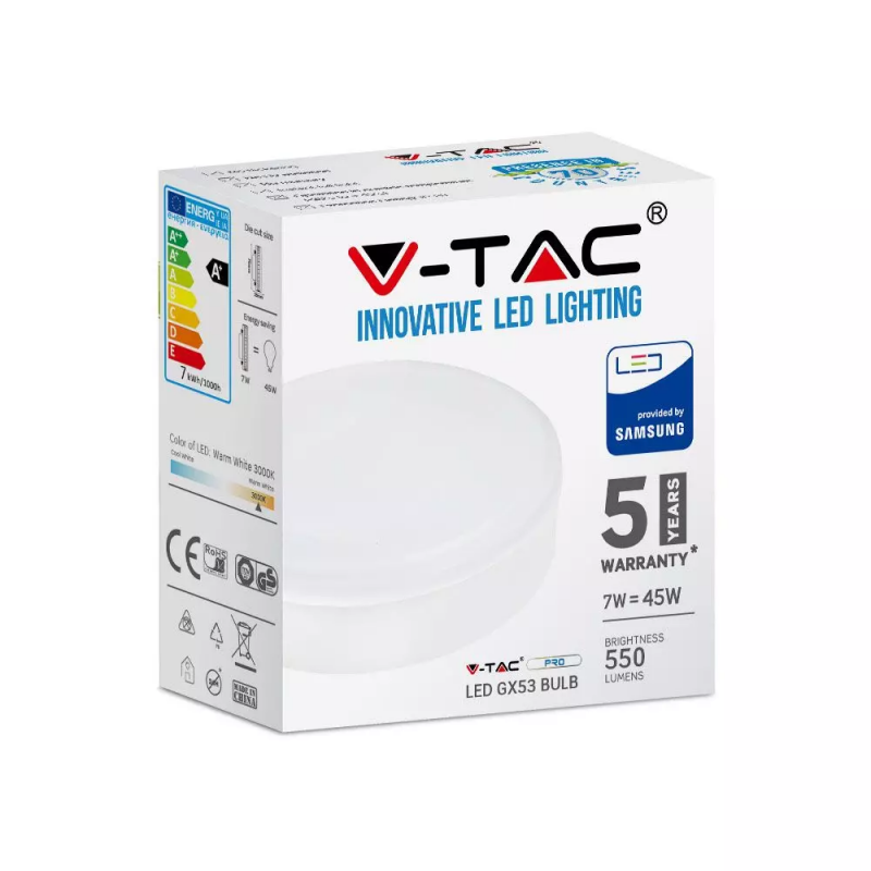 VTAC LAMPADINA LED 7W GX53 3000K SAMSUNG - SKU:222