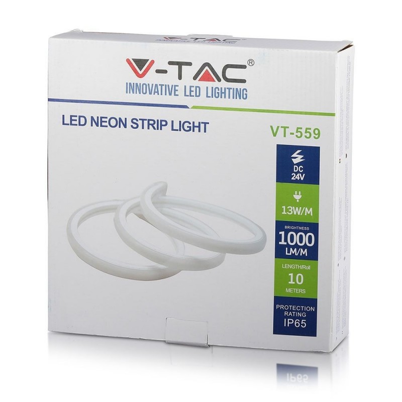 VTAC TUBO NEON LED FLESSIBILE 13W/M 4000K IP65 24V BOBINA DA 10M - SKU ...