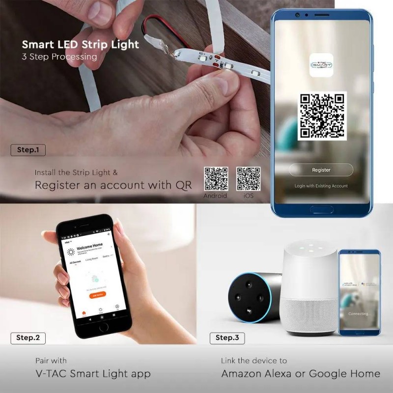 VTAC CONTROLLER SMART WI-FI PER STRISCE LED 3IN1 24 TASTI 12V/120W ...