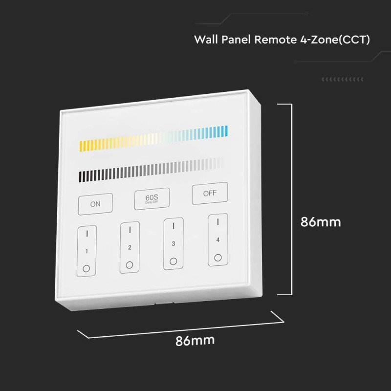 V-TAC POSTAZIONE DI CONTROLLO WIFI 4 ZONE PER STRISCE CCT COMPATIBILE ...