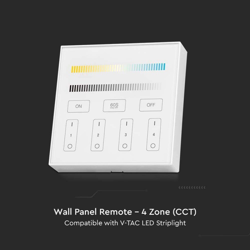 V-TAC POSTAZIONE DI CONTROLLO WIFI 4 ZONE PER STRISCE CCT COMPATIBILE ...