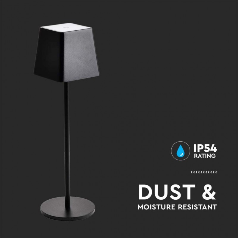 VTAC LAMPADA LED DA TAVOLO LED 2W 3000K IP54 NERO TOUCH DIMMER ...