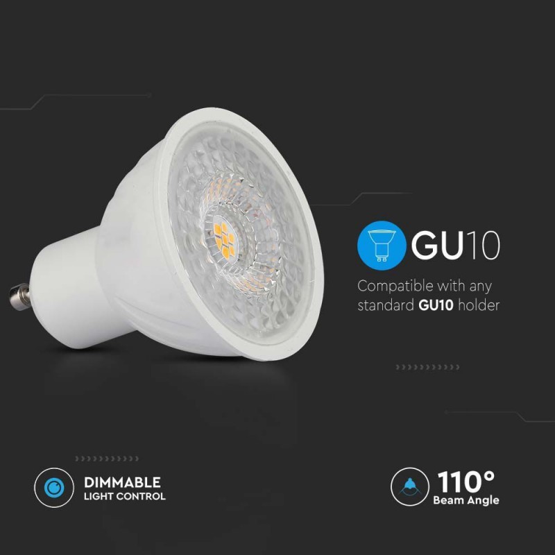 VTAC LAMPADINA DICROICA LED 6W GU10 6400K 110° SAMSUNG DIMMERABILE ...
