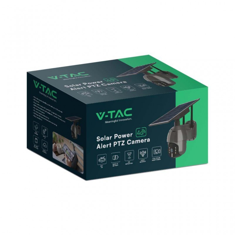 VTAC TELECAMERA SMART 4G HD PTZ CON PANNELLO SOLARE VISIONE NOTTURNA E ...