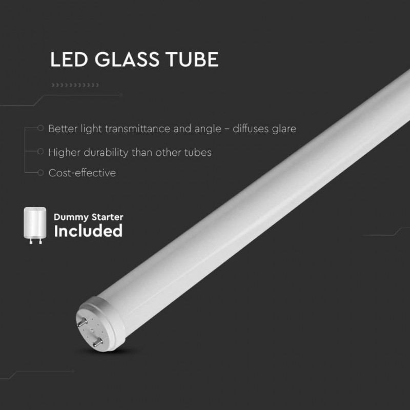 VTAC TUBO LED IN VETRO 18W T8 G13 6400K 1850 LUMEN 120CM - SKU: 2983 ...