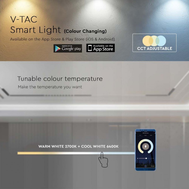 V-TAC PROIETTORE LED 20W 48V 3in1 CCT NERO 580MM 90° PER BINARIO ...