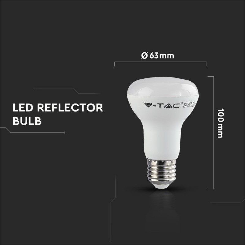 V-TAC LAMPADINA LED 8.5W E27 4000K 806LM R63 - SKU: 23898 - VT-263