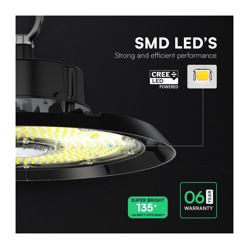 V-TAC SOSPENSIONE INDUSTRIALE LED UFO 150W 6500K 135LM/W IP65 90° NERO ...